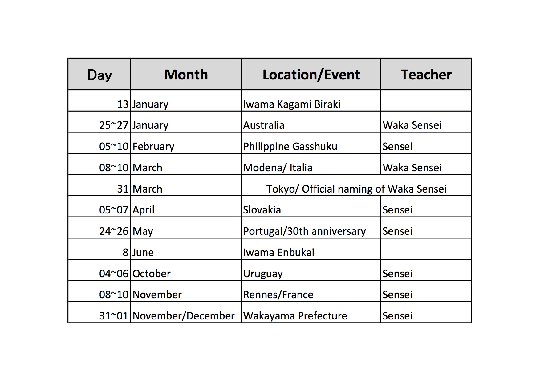 2019 Event and seminar calendar – Iwama Shinshin Aiki Shuren Kai｜岩間神信合氣修練会